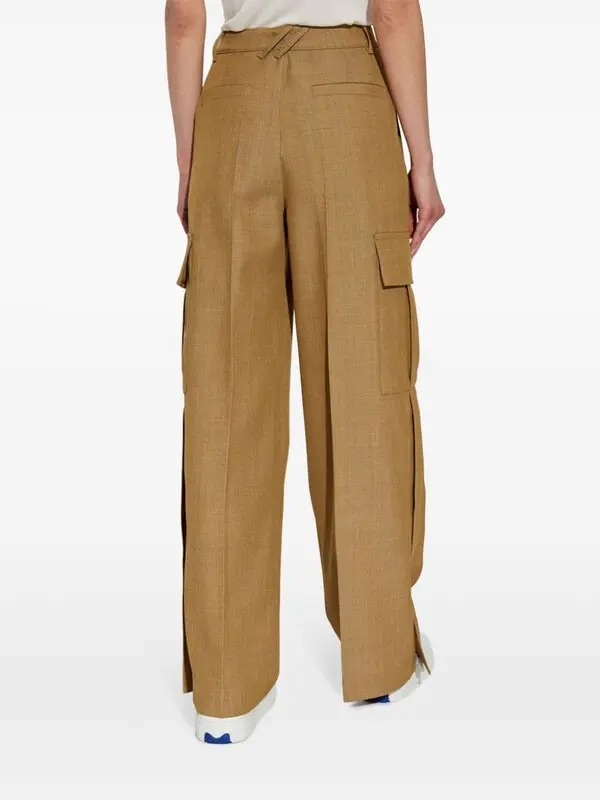 Burberry Pleat-detail Wool Cargo Trousers - Neutrals