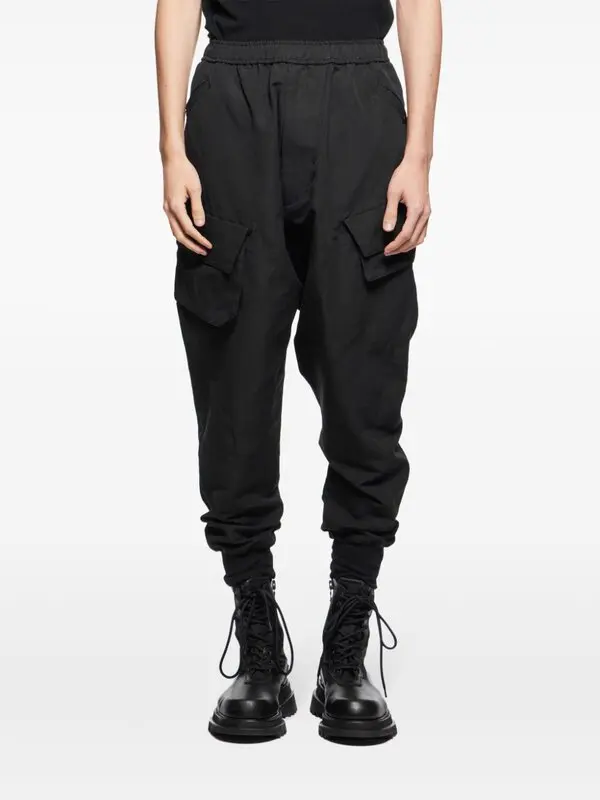 Julius Drop-Crotch Cargo Trousers In Black - 30% Off | Editorialist