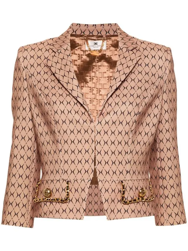 Elisabetta Franchi Diamond-print Cropped Jacket
