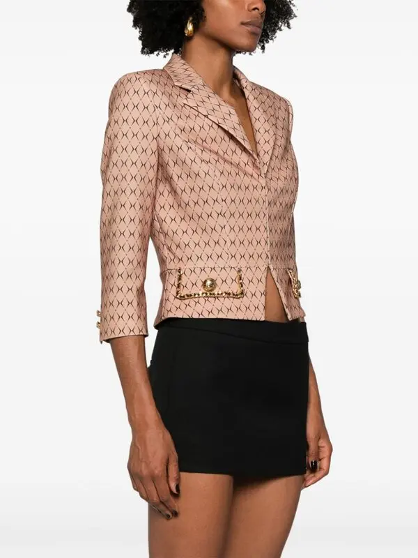 Elisabetta Franchi Diamond-print Cropped Jacket