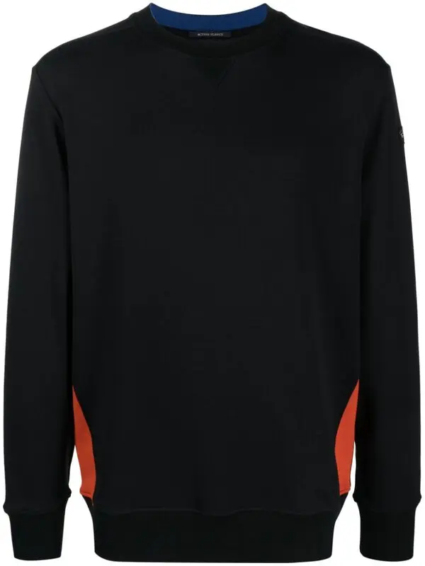 Paul & Shark Logo-appliqué Contrast-panel Sweatshirt - Black