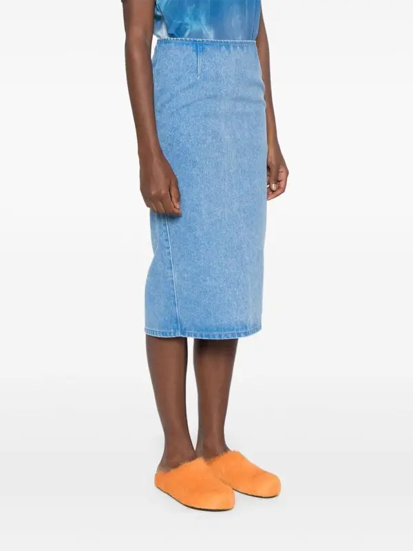 Marni Logo-patch Denim Pencil Skirt
