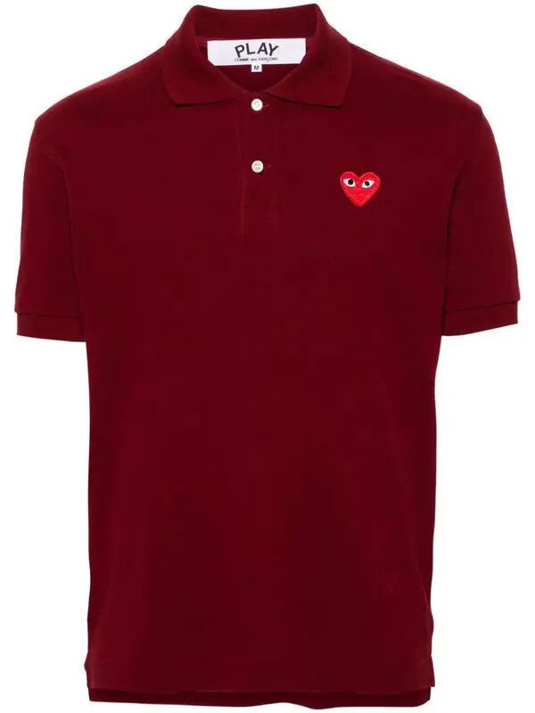 Play Comme Des Garcon Heart-patch Cotton Polo Shirt - Red