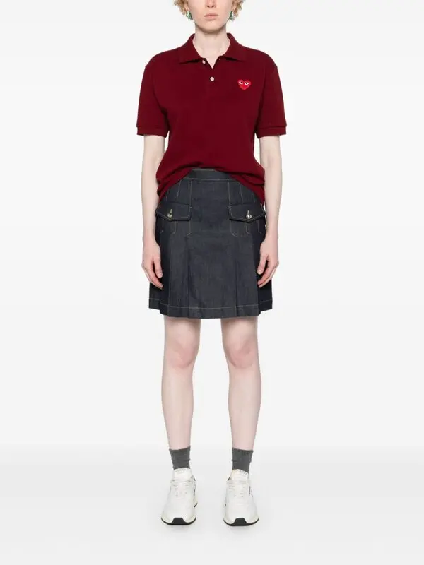 Play Comme Des Garcon Heart-patch Cotton Polo Shirt - Red