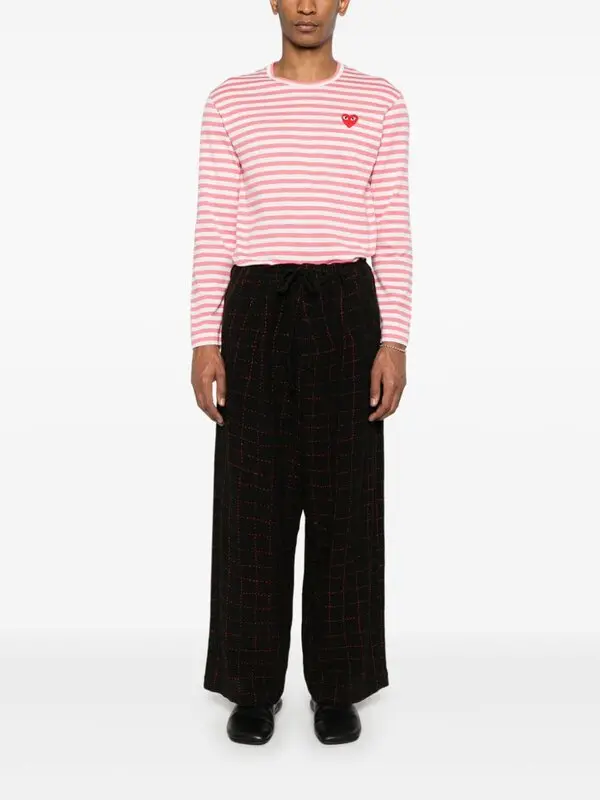 Play Comme Des Garcon Striped Long Sleeve T-shirt - Pink