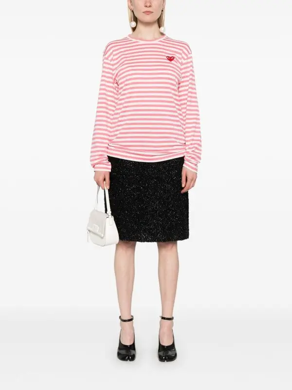 Play Comme Des Garcon Striped Long Sleeve T-shirt - Pink