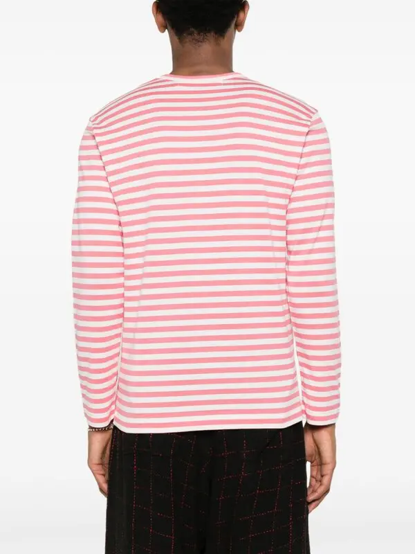 Play Comme Des Garcon Striped Long Sleeve T-shirt - Pink