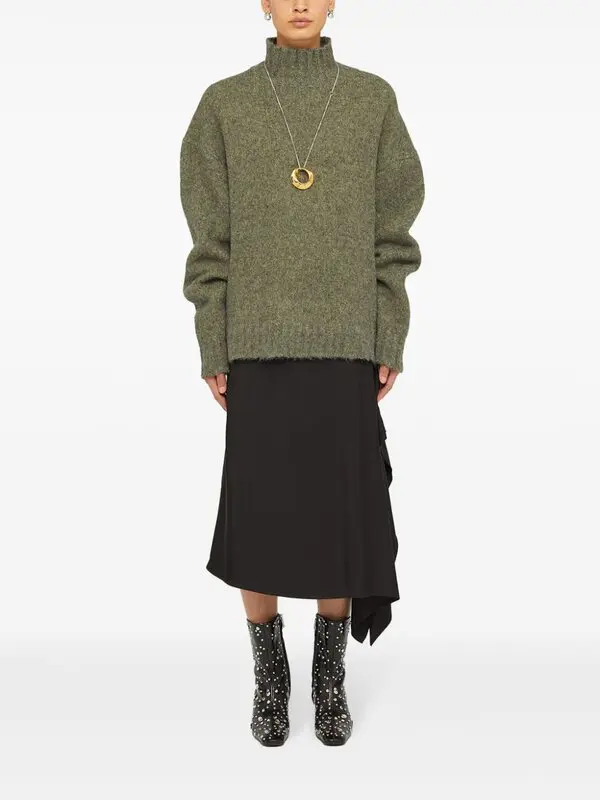 JIL SANDER Wool Draped Midi Skirt