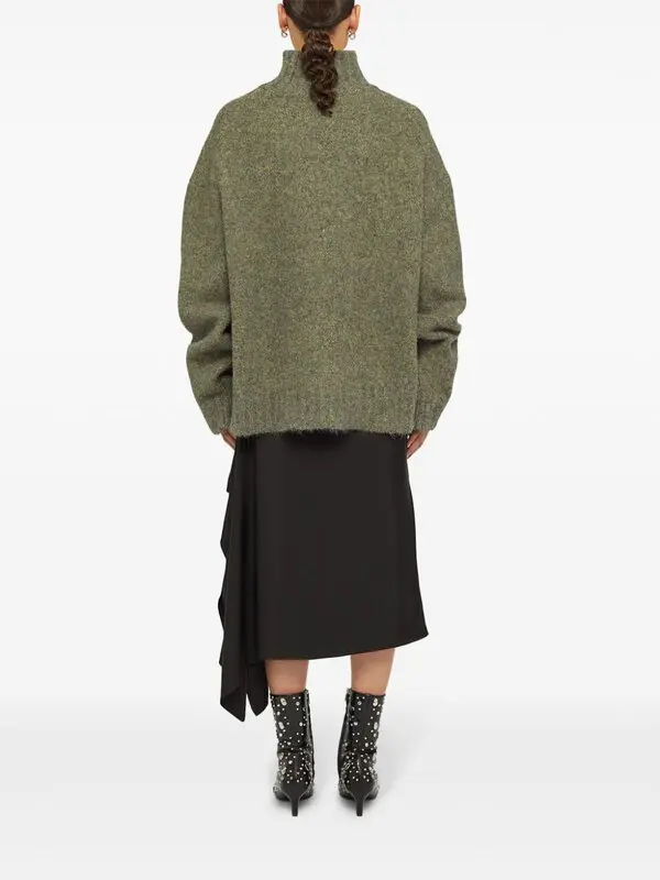 JIL SANDER Wool Draped Midi Skirt