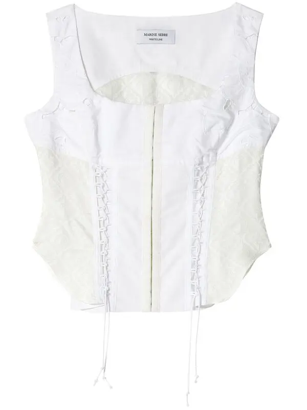 MARINE SERRE Upcycled Household-linen Corset Top