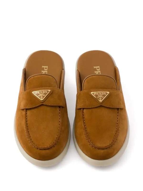 Prada Suede Mules - Brown