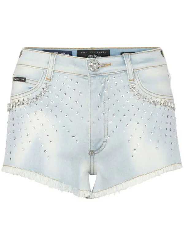 Philipp Plein Strass Denim Shorts