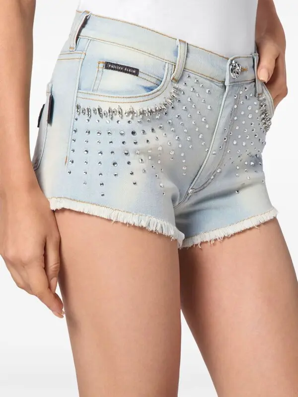 Philipp Plein Strass Denim Shorts