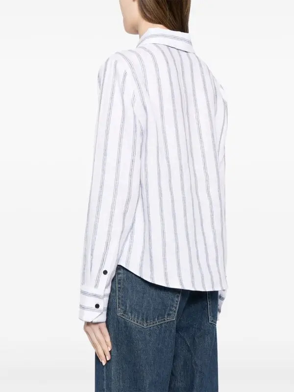 REFORMATION Sky Stripe-print Linen Shirt