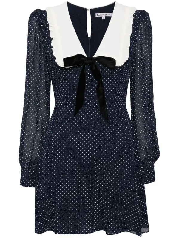 reformation polka dot dress Reformation Mochi Dress , Brown and white polka dot