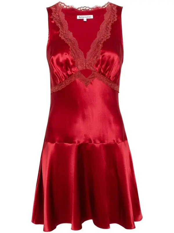 REFORMATION Belva Silk-satin Mini Dress
