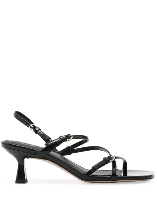Sandro Patent Leather Strappy Sandals - Black