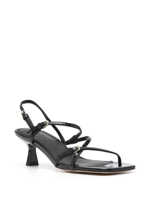 Sandro Patent Leather Strappy Sandals - Black