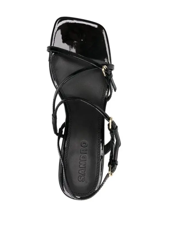 Sandro Patent Leather Strappy Sandals - Black