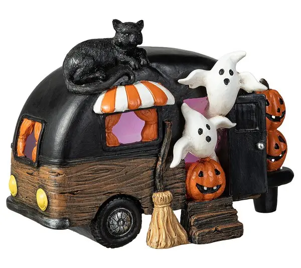 GLITZHOME 9.25'l Halloween Lighted Camper Cartable Decor