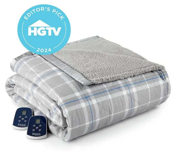 SHAVEL Micro Flannel Reverse To Sherpa Electri Blanket-queen