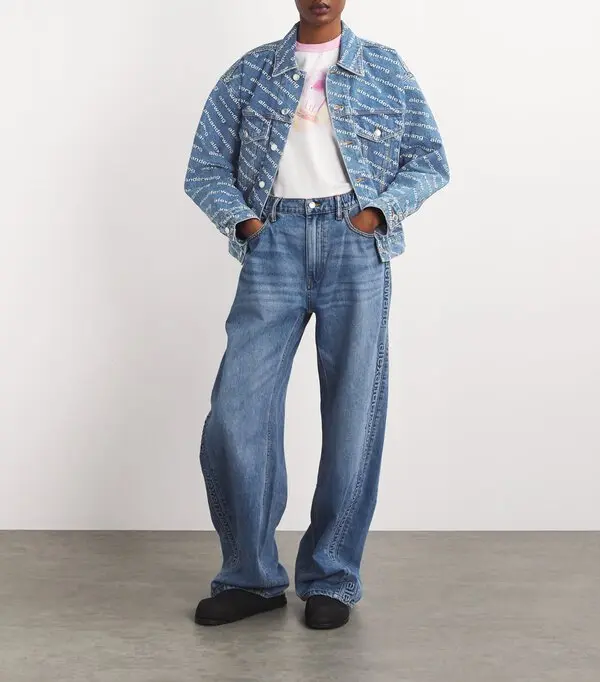 Alexander Wang Logo Print Denim Jacket - Blue | Editorialist