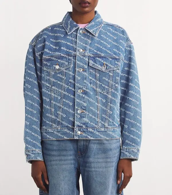 Alexander Wang Logo Print Denim Jacket - Blue | Editorialist