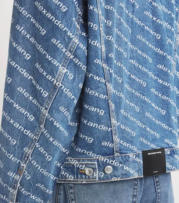 Alexander Wang Logo Print Denim Jacket - Blue | Editorialist
