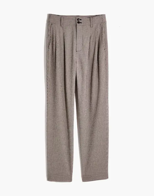 Madewell Pleated Taper Wide-leg Pants In Mini Houndstooth