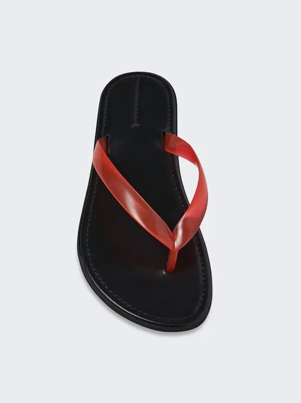 The Row Beach Flip Flop Transparent Red Editorialist