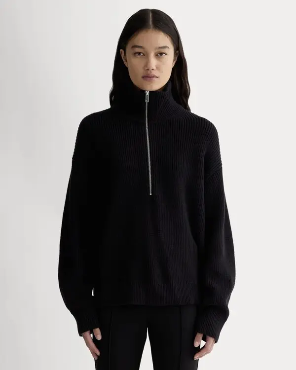 Everlane Cotton Half-zip Sweater - Black