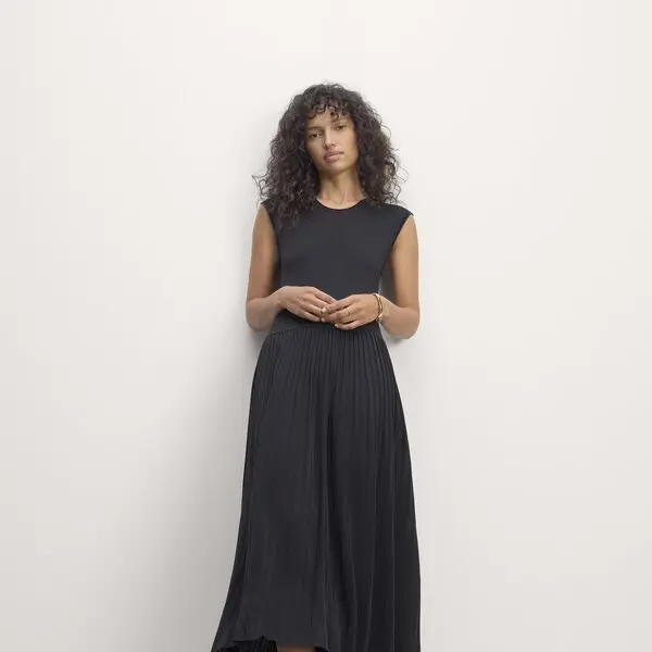 Everlane Knit Pleated Dress - Black