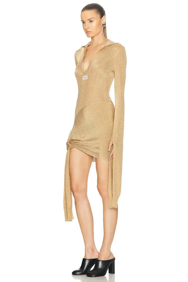 Coperni Knotted Sleeved Dress In Gold - 60% Off | Editorialist