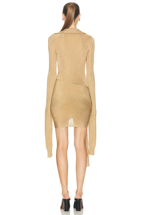 gold knot dress Cosmic Scoop Back Sequin Knit Mini Dress Gold