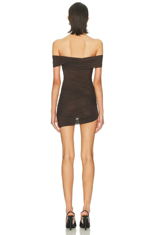 Seroya Deniz Mesh Mini Dress - Ash Brown | Editorialist