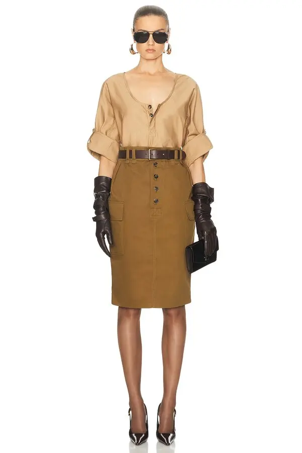 Saint Laurent Convertible Sleeve Blouse - Beige