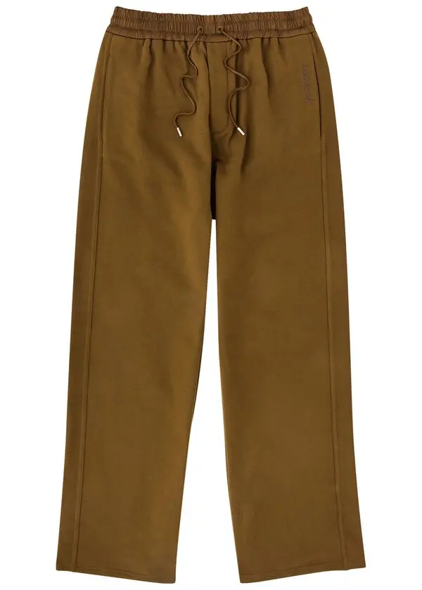 Saint Laurent Logo-embroidered Cotton Sweatpants - Brown