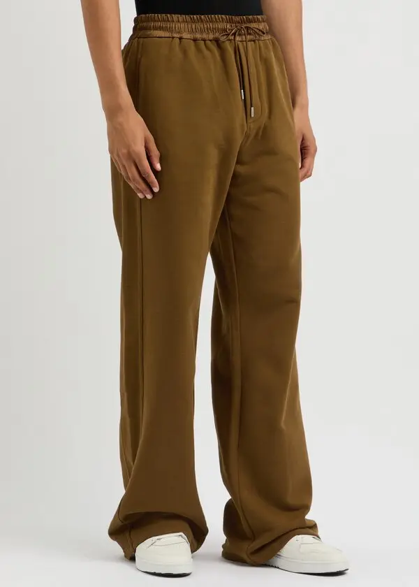 Saint Laurent Logo-embroidered Cotton Sweatpants - Brown