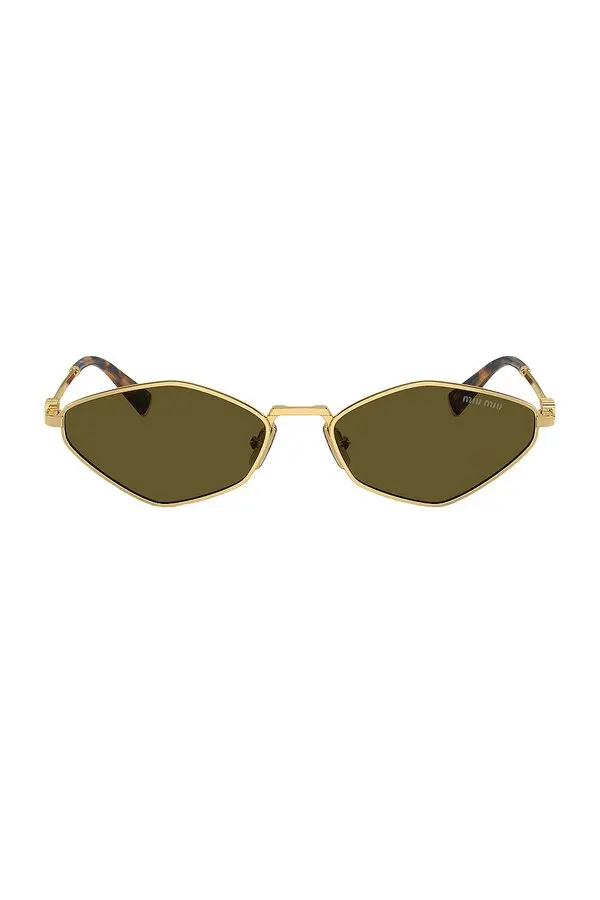 Miu Miu Narrow Oval Sunglasses - Gold