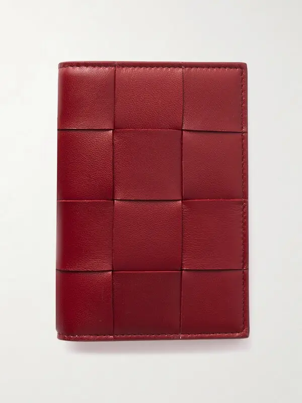 Bottega Veneta Cassette Intrecciato Leather Passport Holder - Red