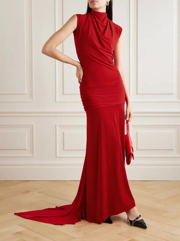 siedres red dress SIEDRES Narah Scarf And Fray Maxi Dress in Red