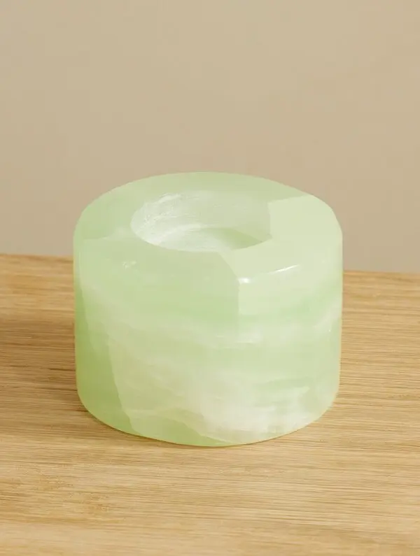 Jia Jia Calcite Candle Holder - Green