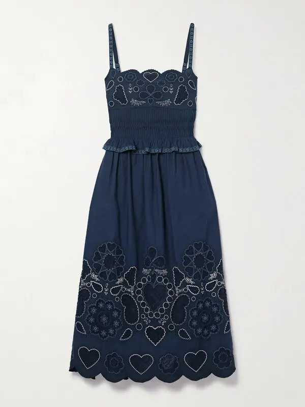 Sea Jeanetta Embroidered Cotton-voile Midi Dress
