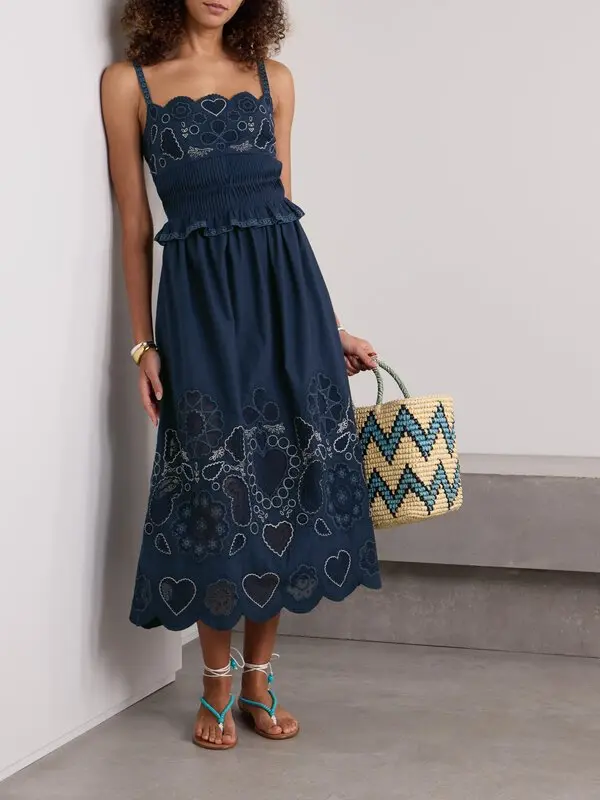 Sea Jeanetta Embroidered Cotton-voile Midi Dress