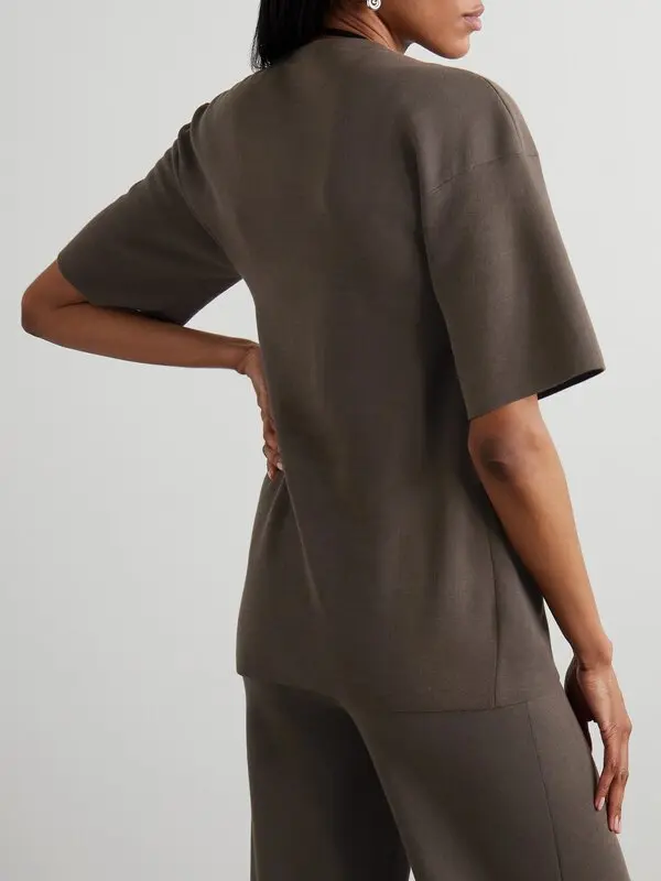 FFORME Dwyn Wool And Cotton-blend T-shirt - Brown