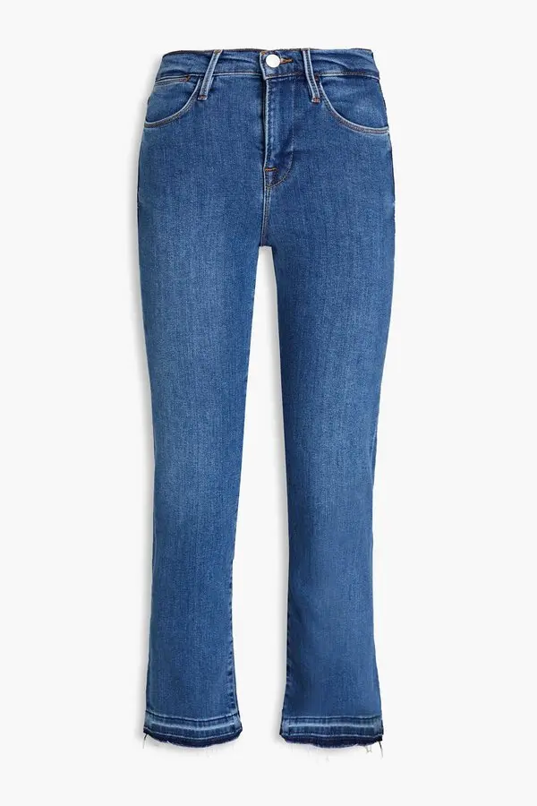 FRAME Le High Cropped High-rise Straight-leg Jeans - Mid Denim