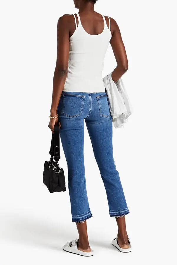 FRAME Le High Cropped High-rise Straight-leg Jeans - Mid Denim