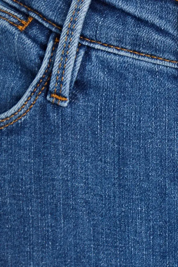 FRAME Le High Cropped High-rise Straight-leg Jeans - Mid Denim