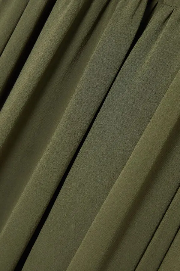 Matteau Tiered Shirred Silk Maxi Dress In Army Green - 85% Off |  Editorialist