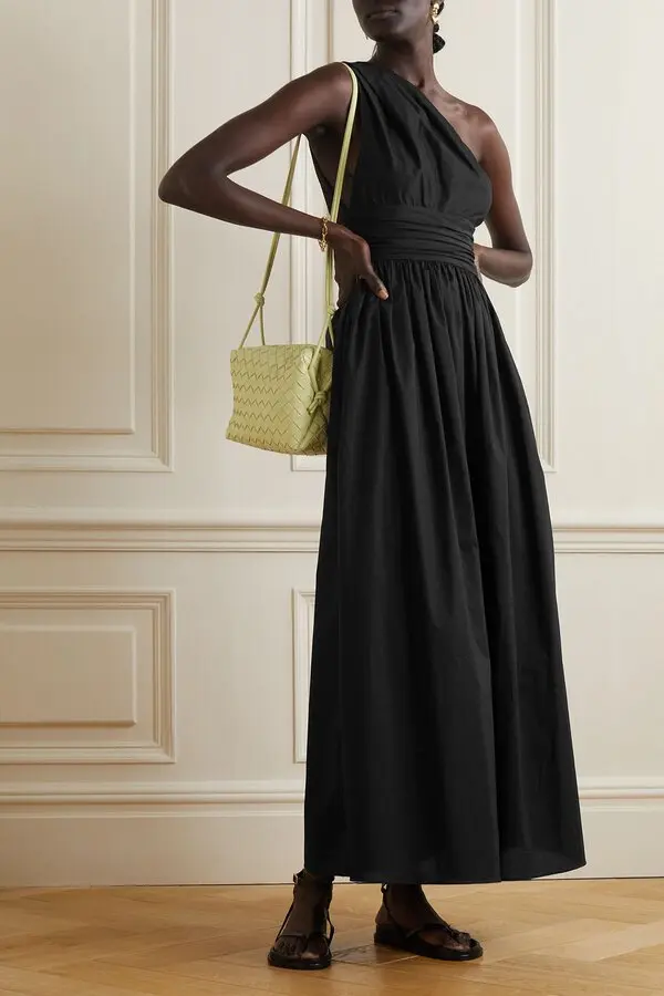 matteau gathered one shoulder dress Matteau Gathered One Shoulder Dress in Black